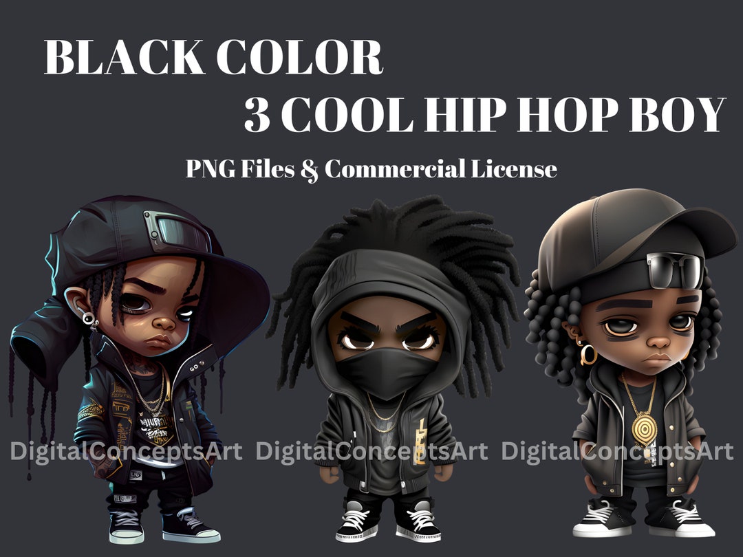 Black Hip Hop Chibi Boy Png Clipart Black Color Black Hip Hop Boy Png ...