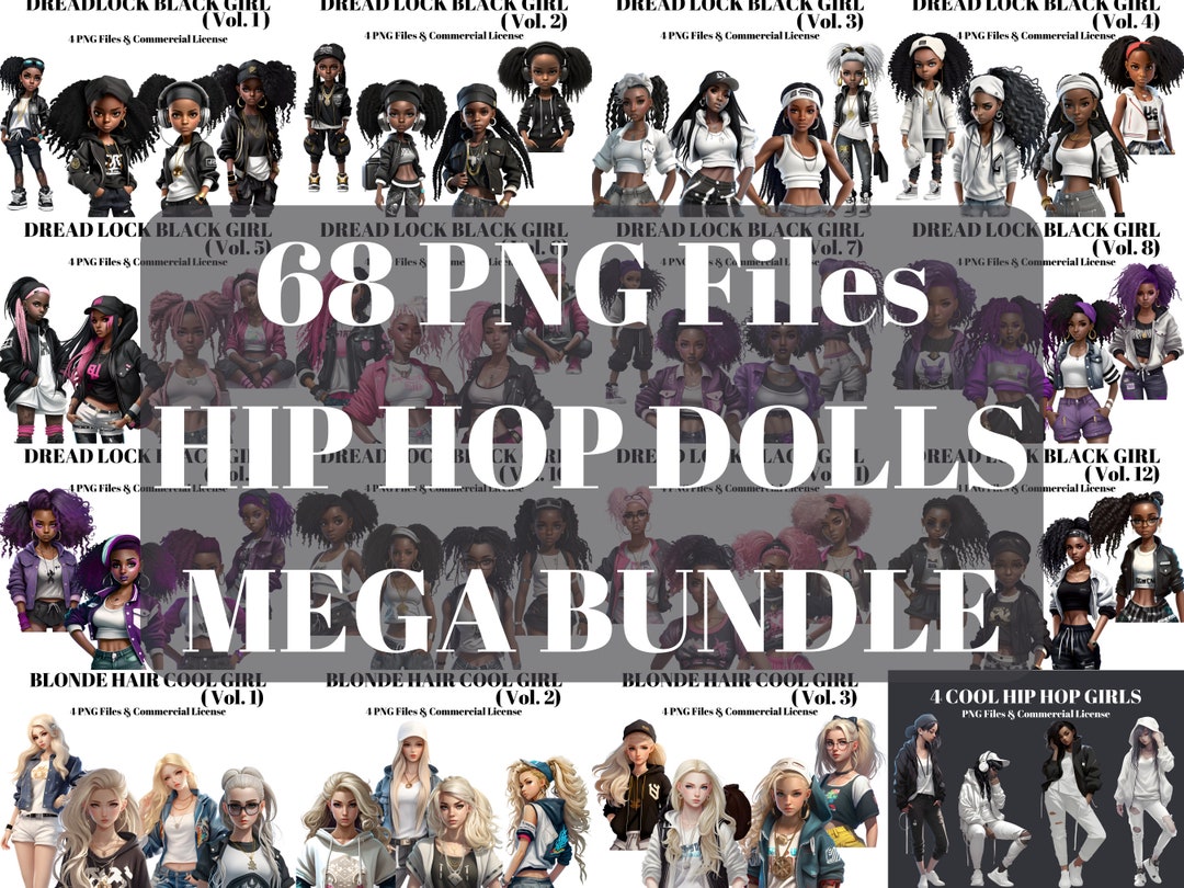 Hip Hop Fashion Dolls Clipart MEGA BUNDLE Hip Hop Girls Transparent ...
