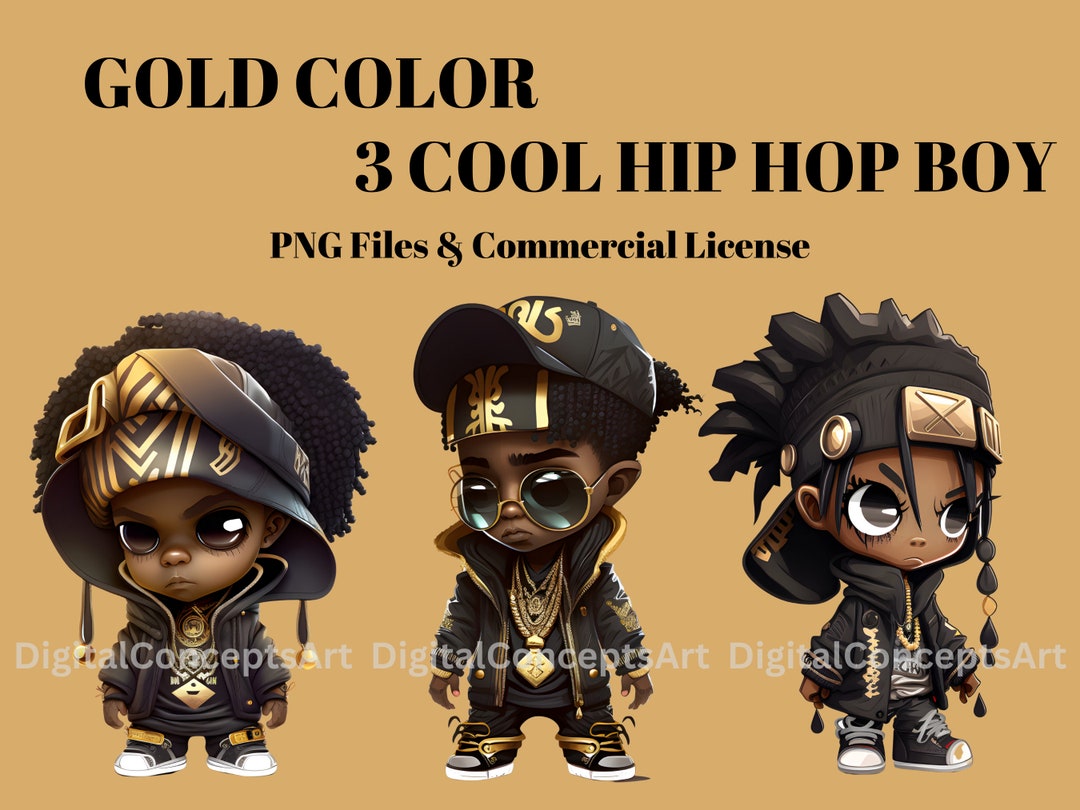 Black hip hop chibi boy png clipart Color dorado black hip hop boy png ...