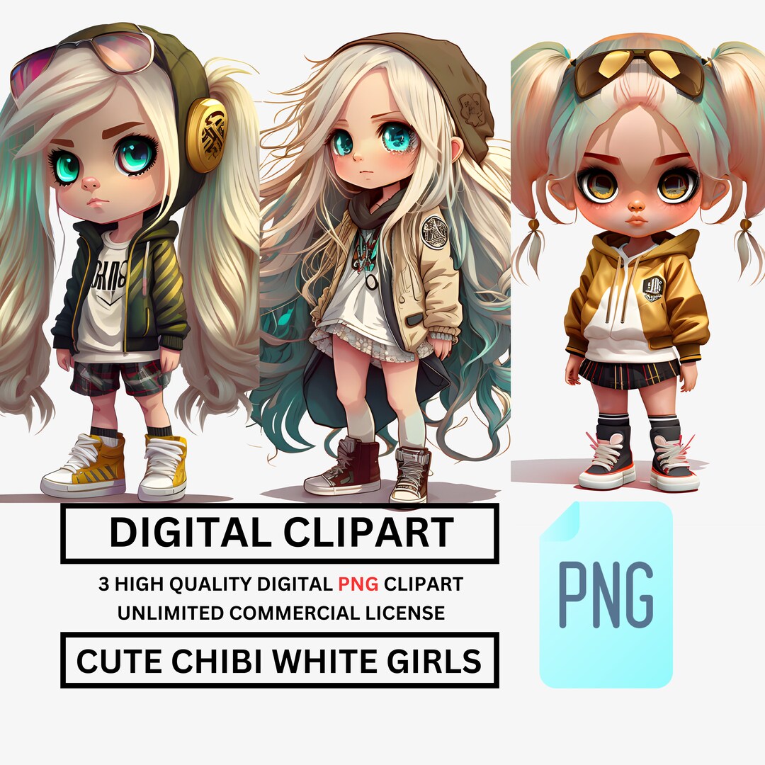 White Chibi Girl Png Clipart Cute White Girl Png White Hip - Etsy Canada