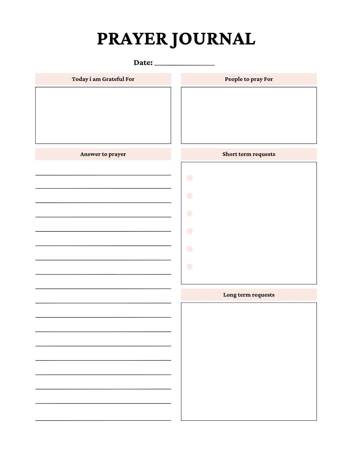 Prayer Journal Printable Template With Bible Verse| Gratitude| Prayers ...