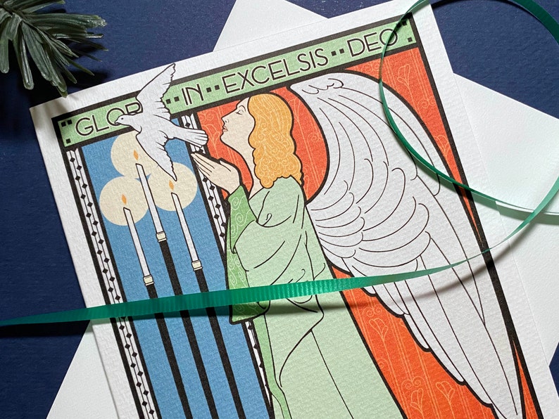 Peace on Earth Angel Christmas Cards: Art Nouveau Holiday Set - Etsy