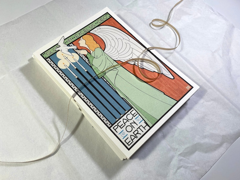Peace on Earth Angel Christmas Cards: Art Nouveau Holiday Set - Etsy