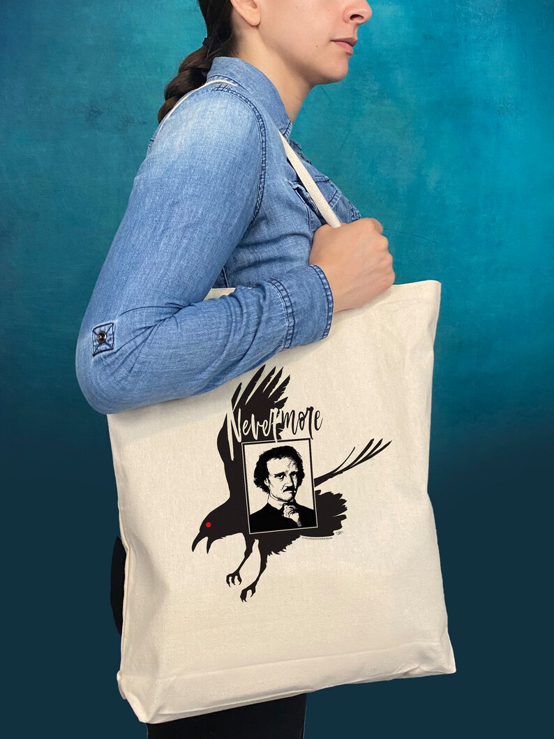 Tote Bag, Raven, Edgar Allan Poe, Large Cotton Shoulder Bag - Etsy