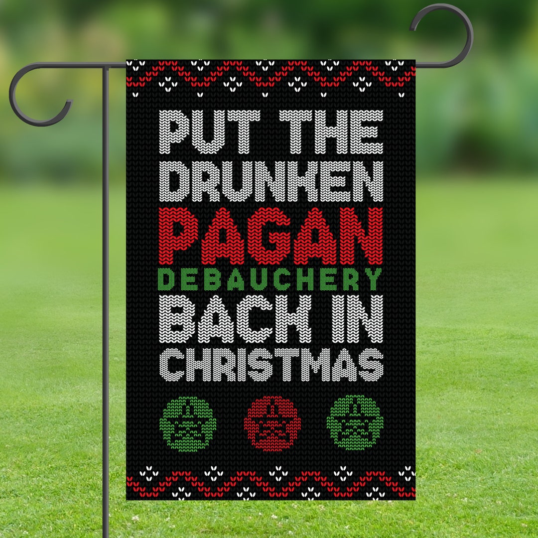Funny Pagan Yard Garden Flag Christmas Witchy Sign Holiday Decor Winter Solstice Norse Gift ...