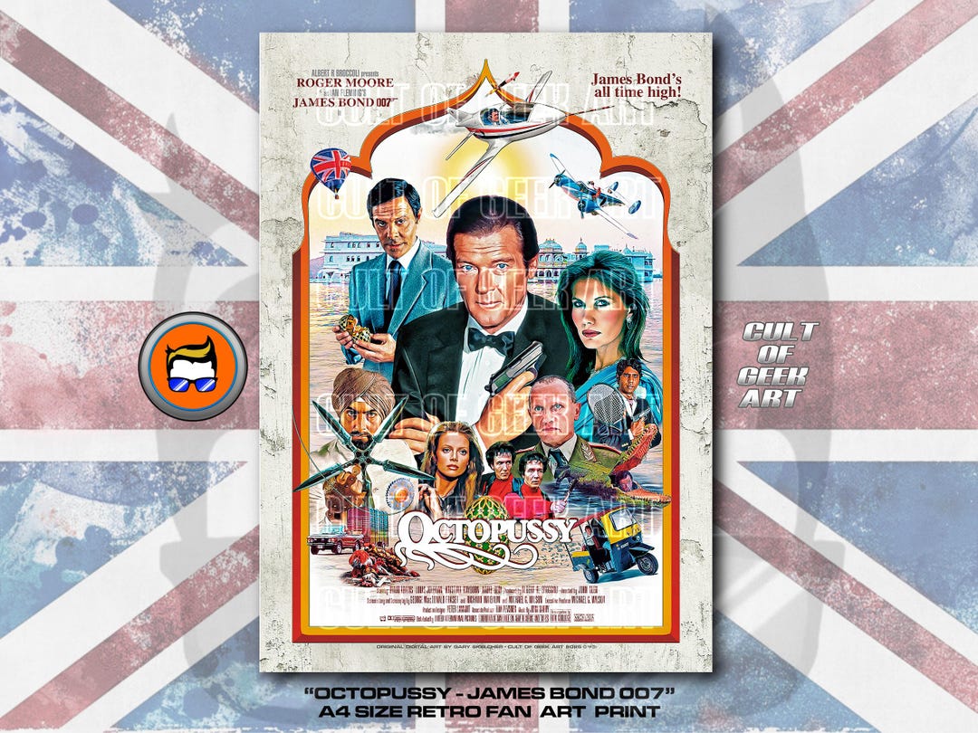 James Bond 007 - Octopussy - Roger Moore - Digital Painting Retro Fan Art Print - Etsy