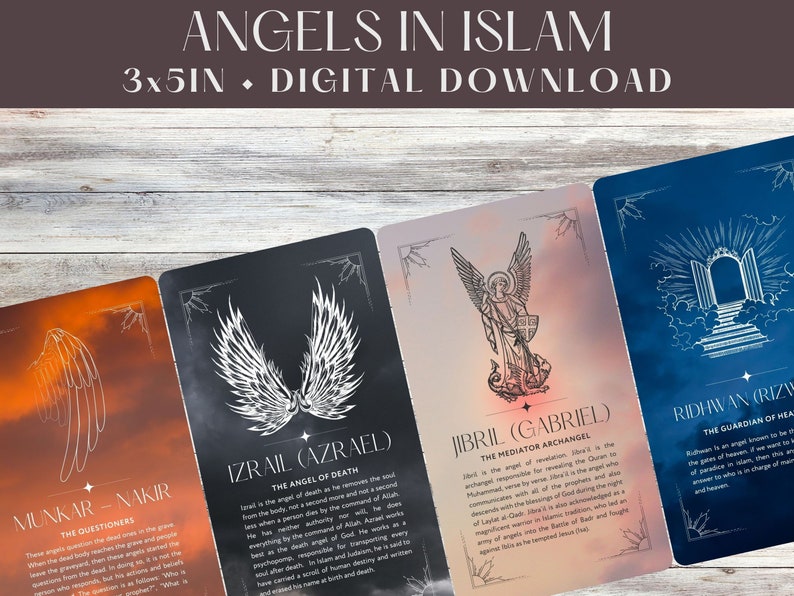 Angels in Islam Flashcards: Islamic Learning Cards (digital Download ...