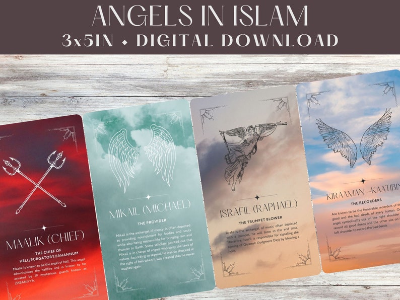 Angels in Islam Flashcards: Islamic Learning Cards (digital Download ...