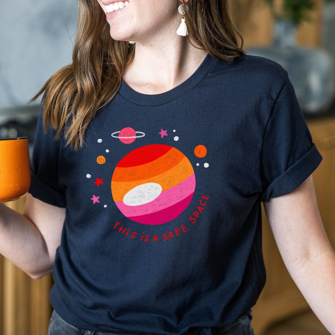 Subtle Lesbian Pride T-shirt: LGBTQ Safe Space Shirt, Sapphic Planets ...