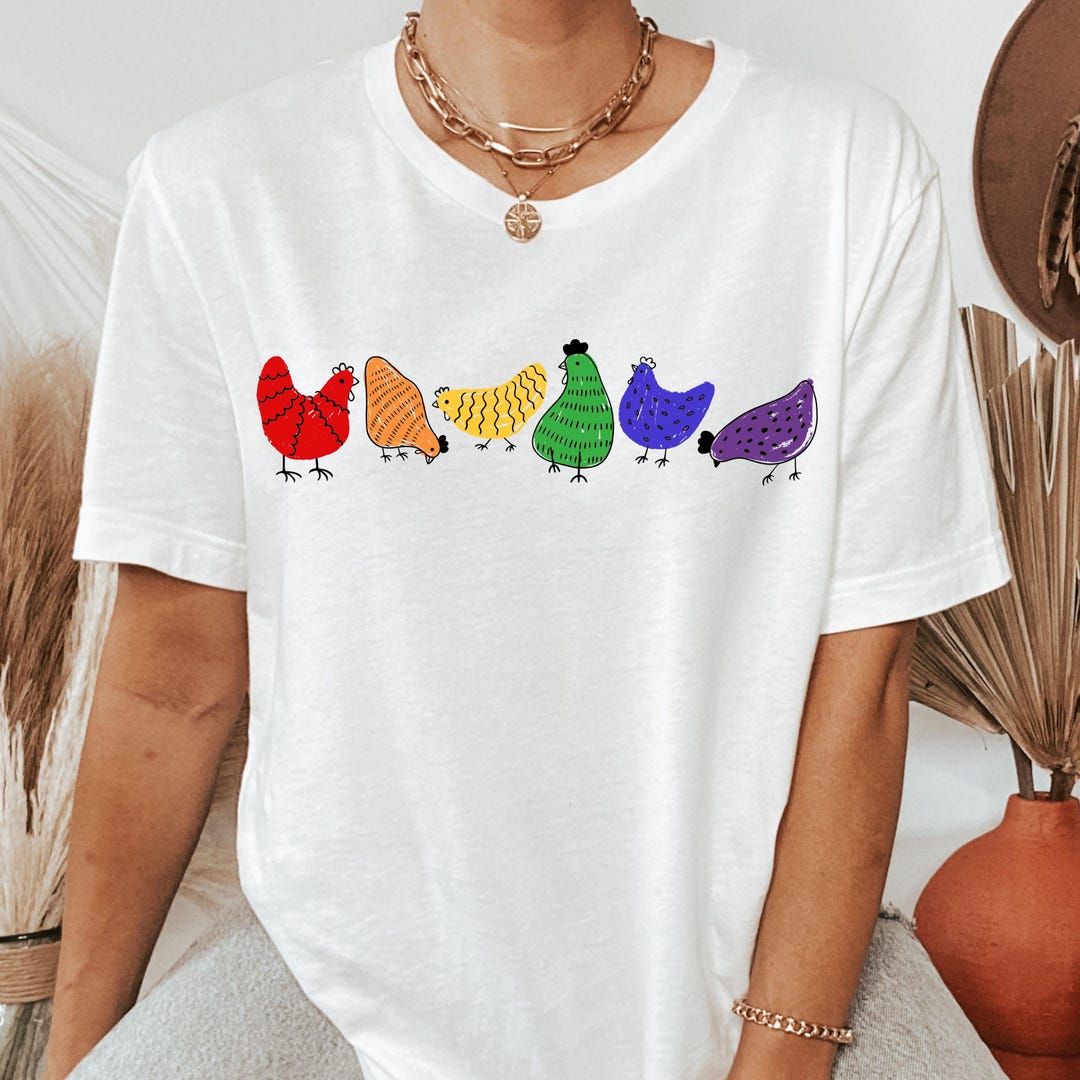 Rainbow Chicken Pride T-shirt: LGBTQ Farm Animal Shirt, Subtle Gay Flag ...