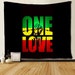 Reggae Music Slogan One Love , Rasta Tapestry, Rastafarian Wall ...