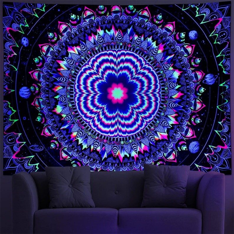 UV Reactive Trippy Backlight Tapestry Psychedelic Wall - Etsy