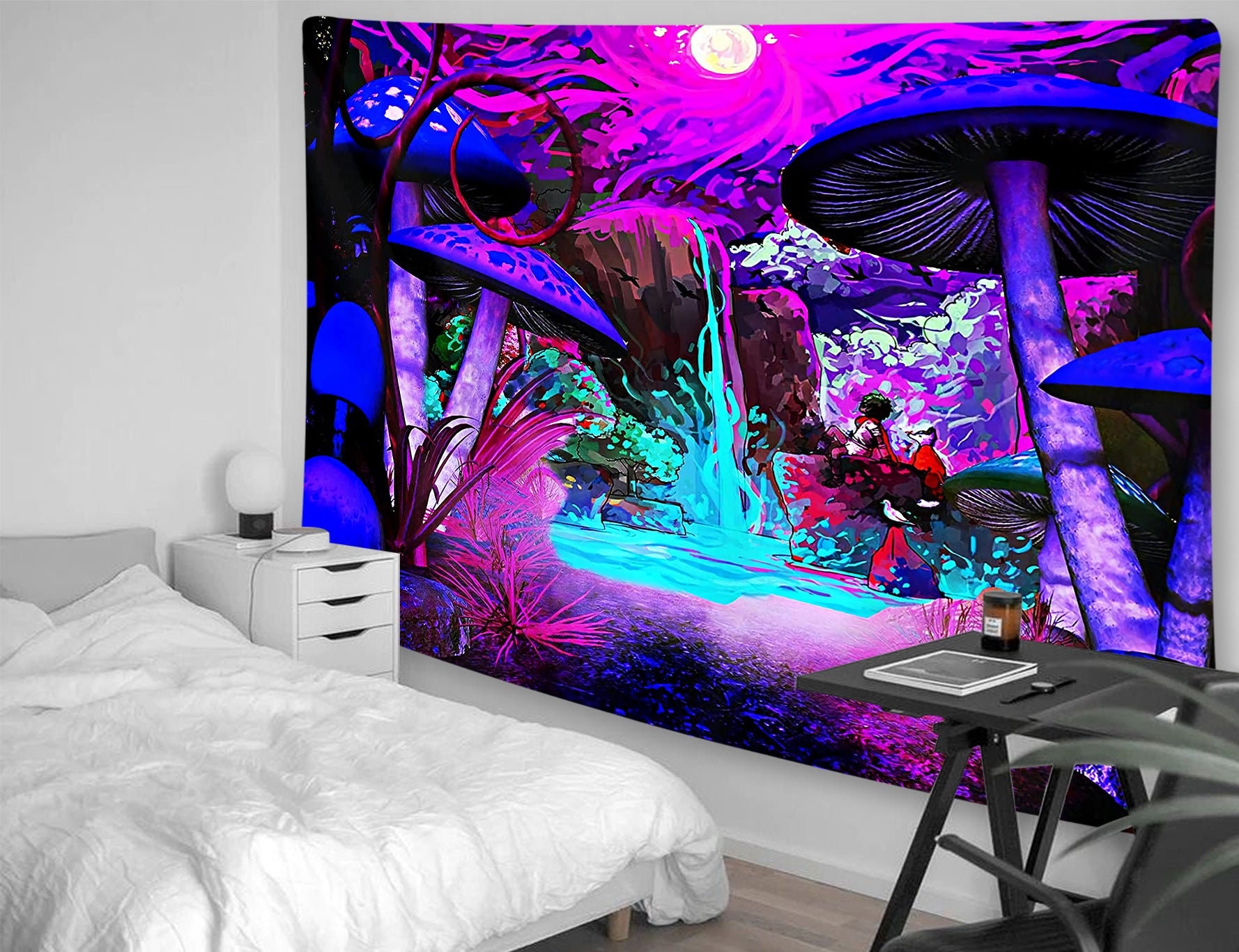 Mushroom Tapestry Psychedelic Landscape Tapestries Trippy - Etsy