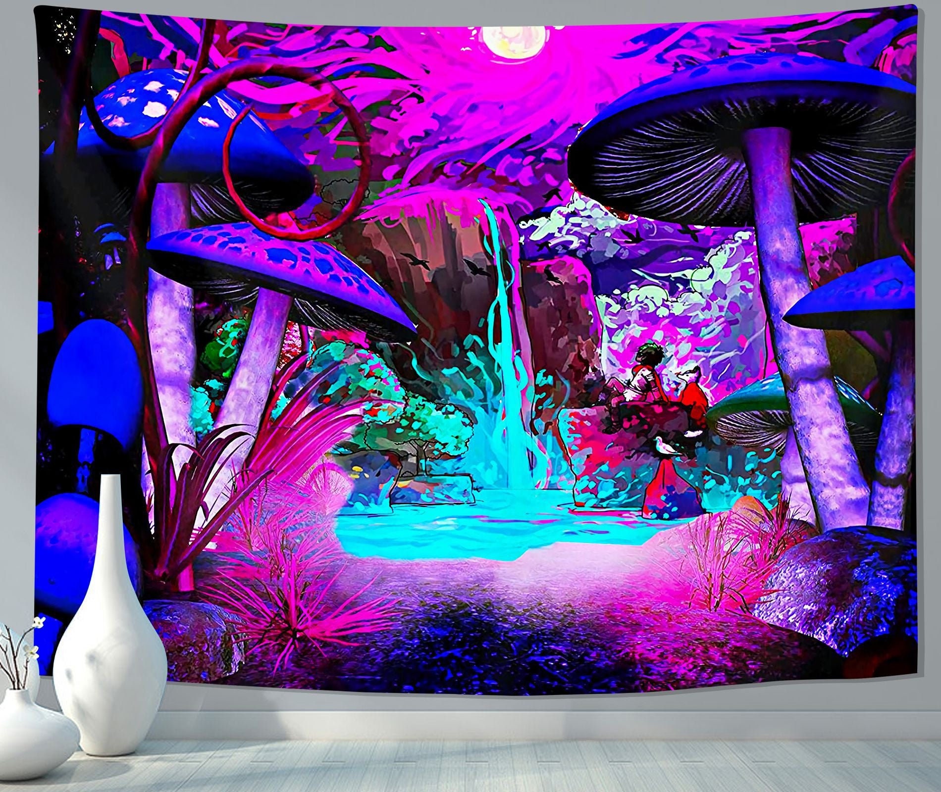 Mushroom Tapestry Psychedelic Landscape Tapestries Trippy - Etsy