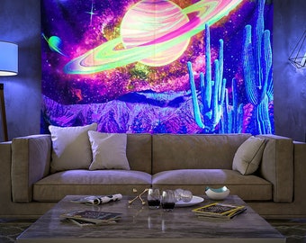 Macrodose blacklight Tapestry UV Reactive Fluorescent Wall - Etsy