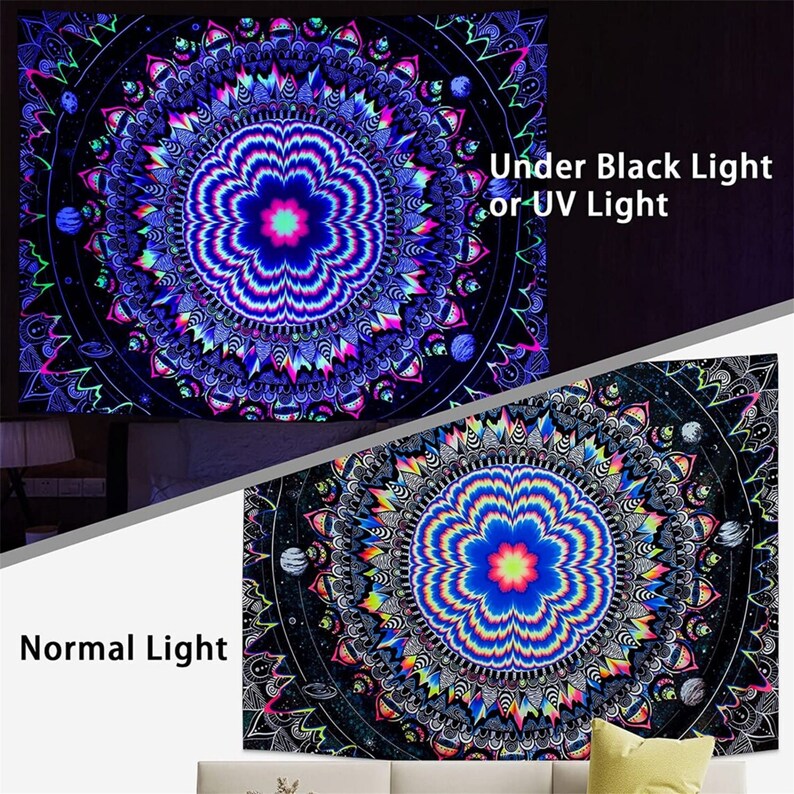 UV Reactive Trippy Backlight Tapestry Psychedelic Wall - Etsy