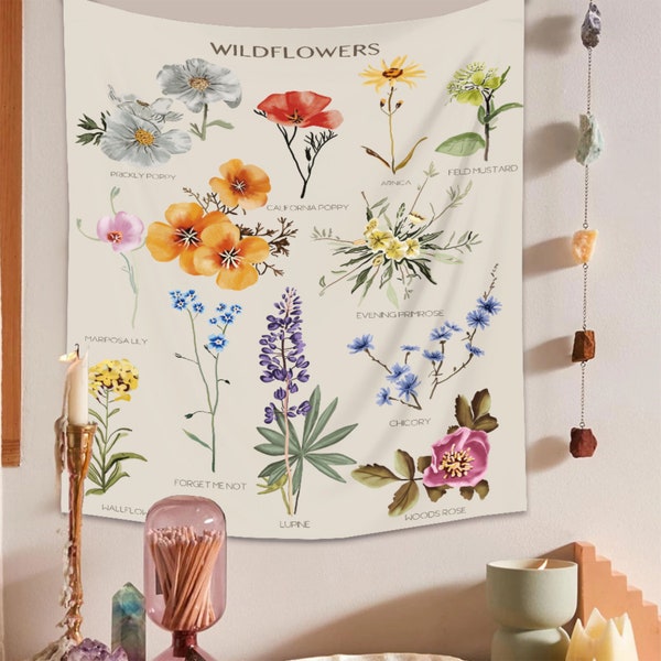 Aesthetic Botanical Wildflower Wall Hanging - Etsy
