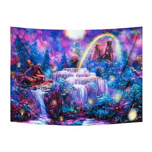 Blacklight Tapestry, Forest Tapestry, UV Reactive Fantasy Waterfall ...