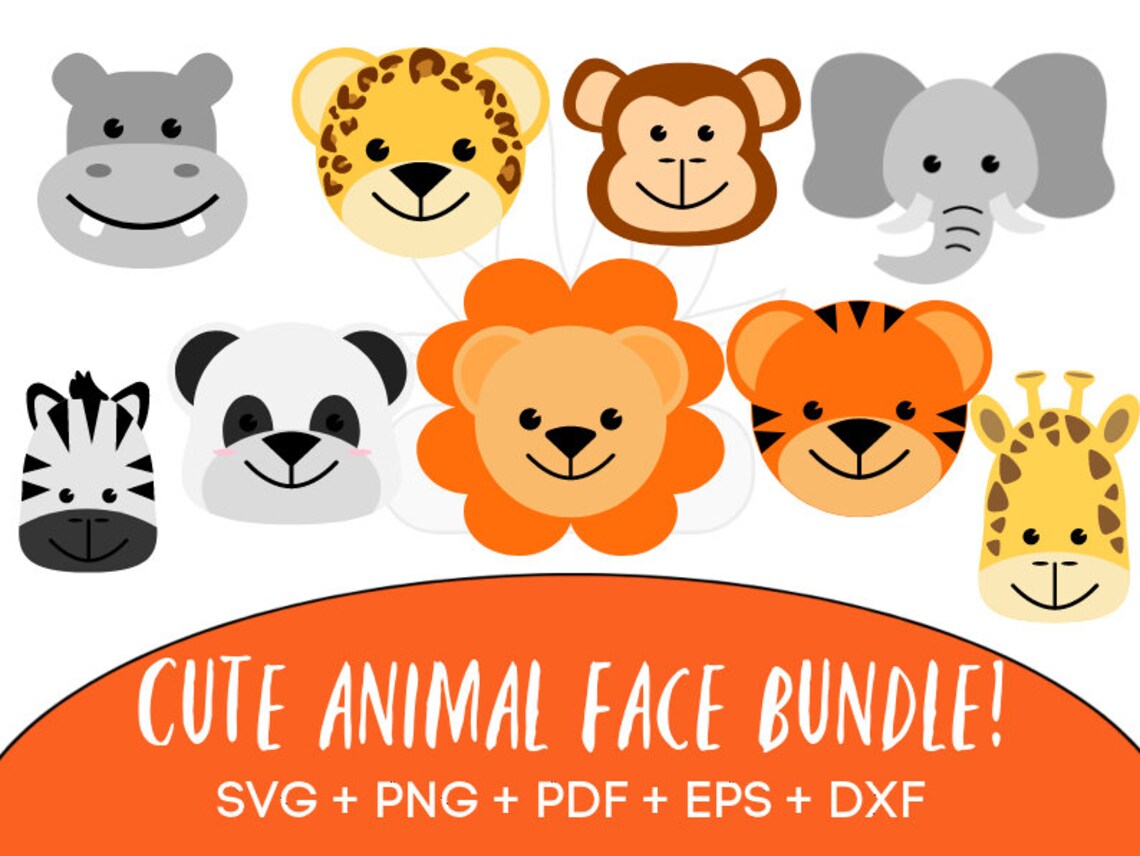 Animal Face Bundle Svg Zoo Svg Jungle Animal Face Svg - Etsy