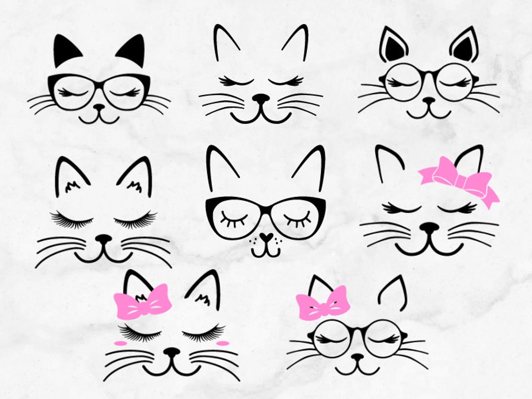 Cat Face Svg Bundle Cute Kitten Face Svg, Cute Cat Face Svg, Cat Faces ...