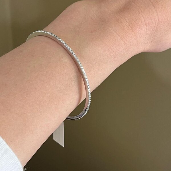 Lab Created Diamond Bangle - Etsy