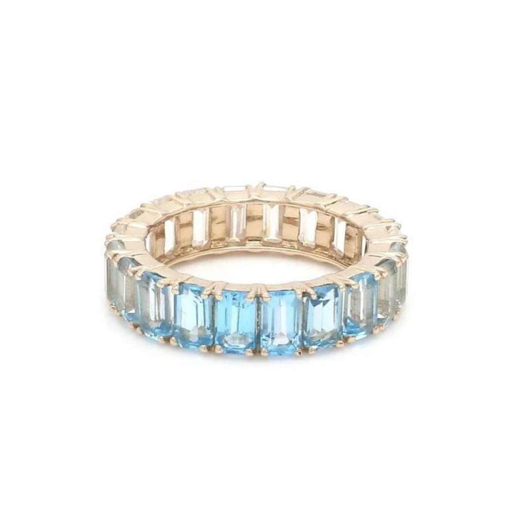 Blue Topaz Band, White Topaz Ring, Full Eternity Band Ring Gold, Blue ...