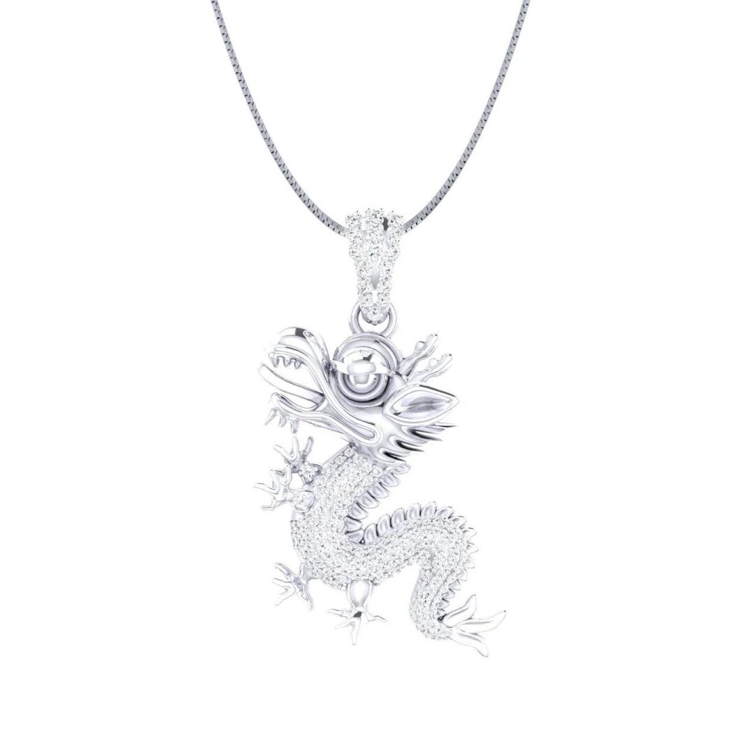 Dragon Necklace, Sterling Silver Dragon Necklace, Silver Dragon Pendant ...