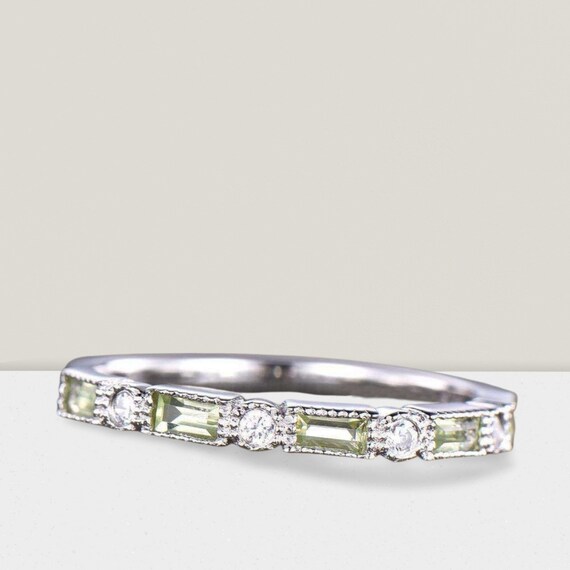 Peridot Baguette Ring Sterling Silver Ring Peridot Ring - Etsy
