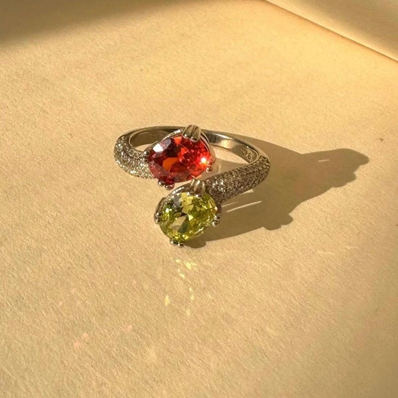 Ruby Peridot Ring - Etsy