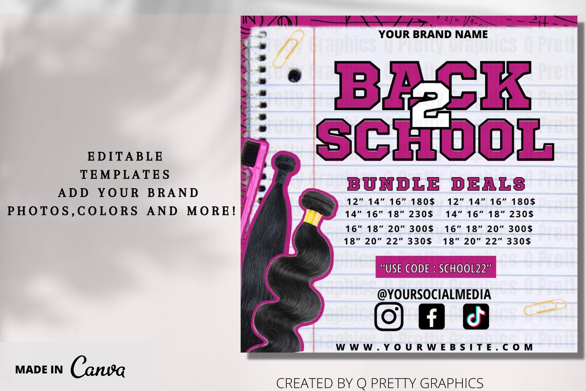 Back to School Flyer Editable Hair Flyer Template Sale - Etsy