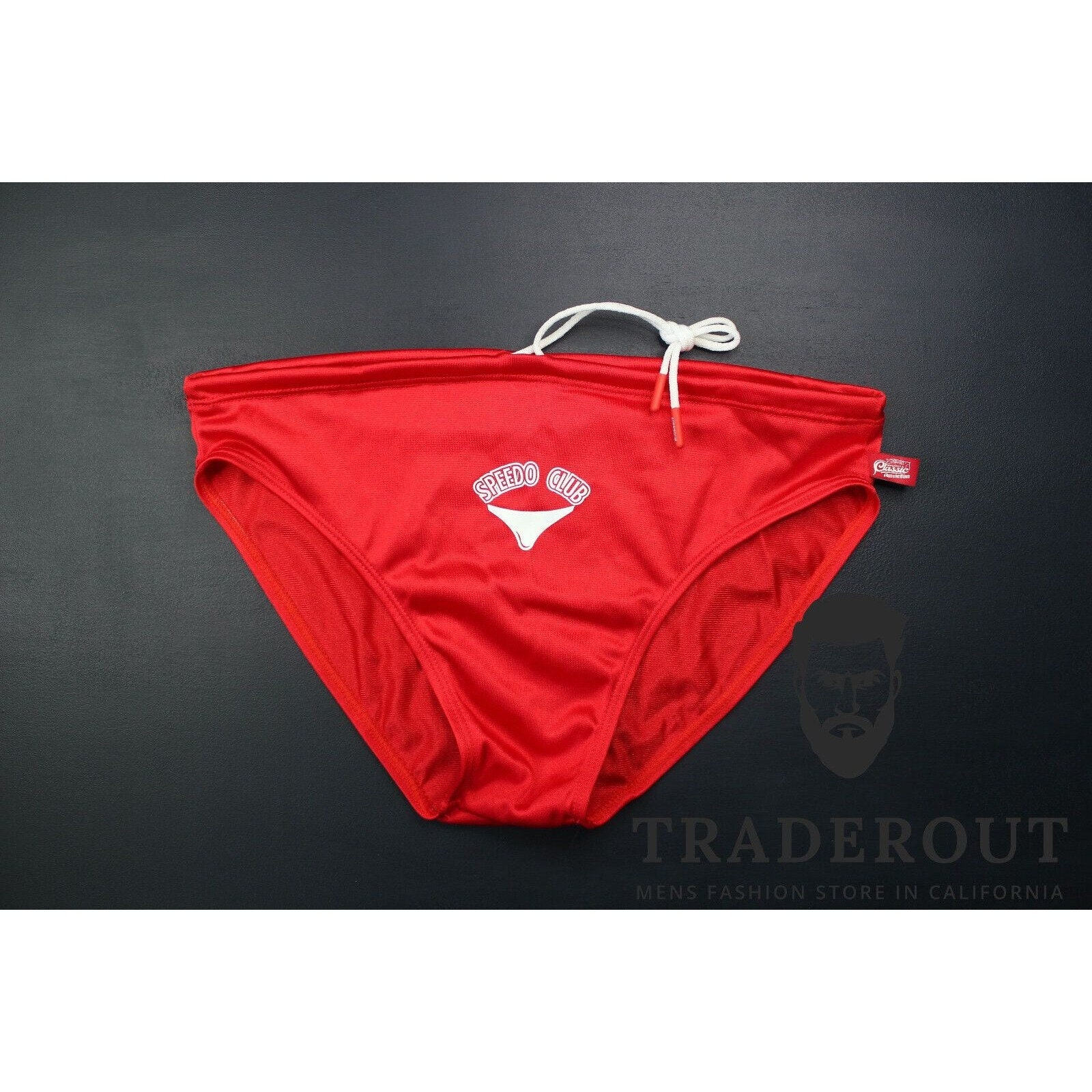 H.e.arts Design Speedo Club Logo Custom Print Mens RED Nylon Swim Brief ...