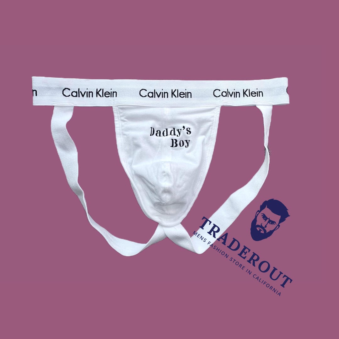 Daddy Boy Logo Custom Embroidery Mens White Cotton Jock Jockstrap ...