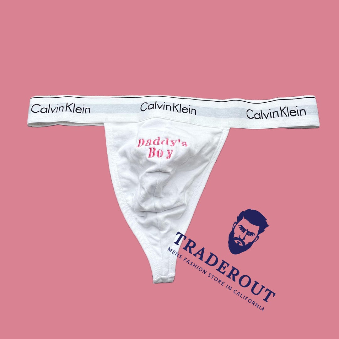 Personalized Name Letters Custom Embroidery Men White Cotton Thong ...