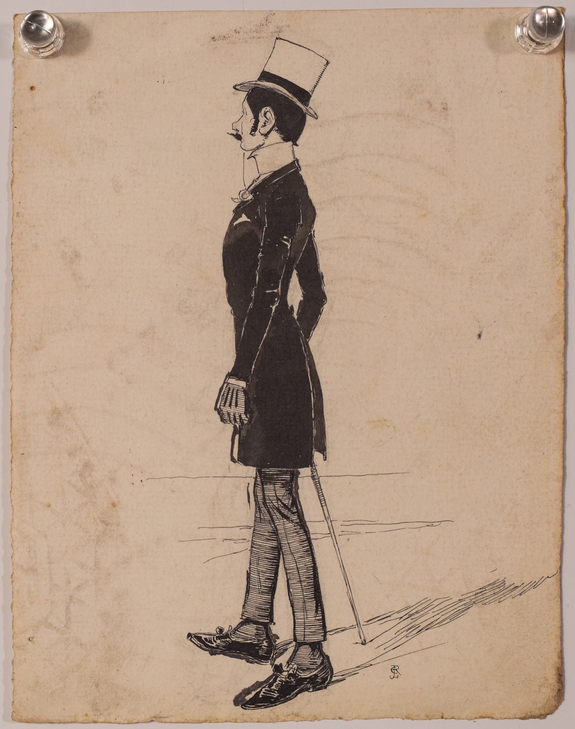 Ink Drawing of a Gentleman 19th Century - Etsy