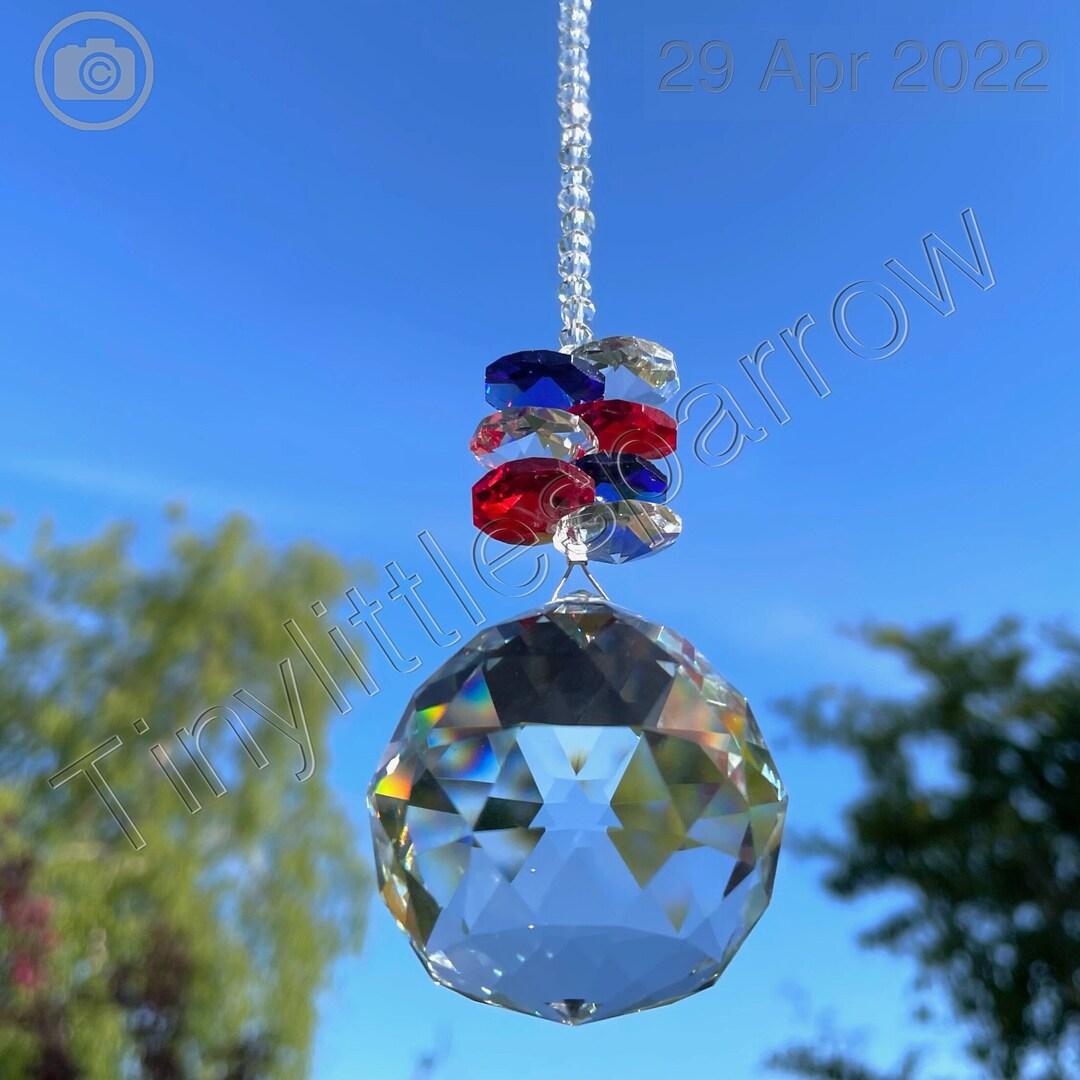 New Union Jack Colour Sun Catcher Glass Sphere ~ Kings Coronation ~ Red ...