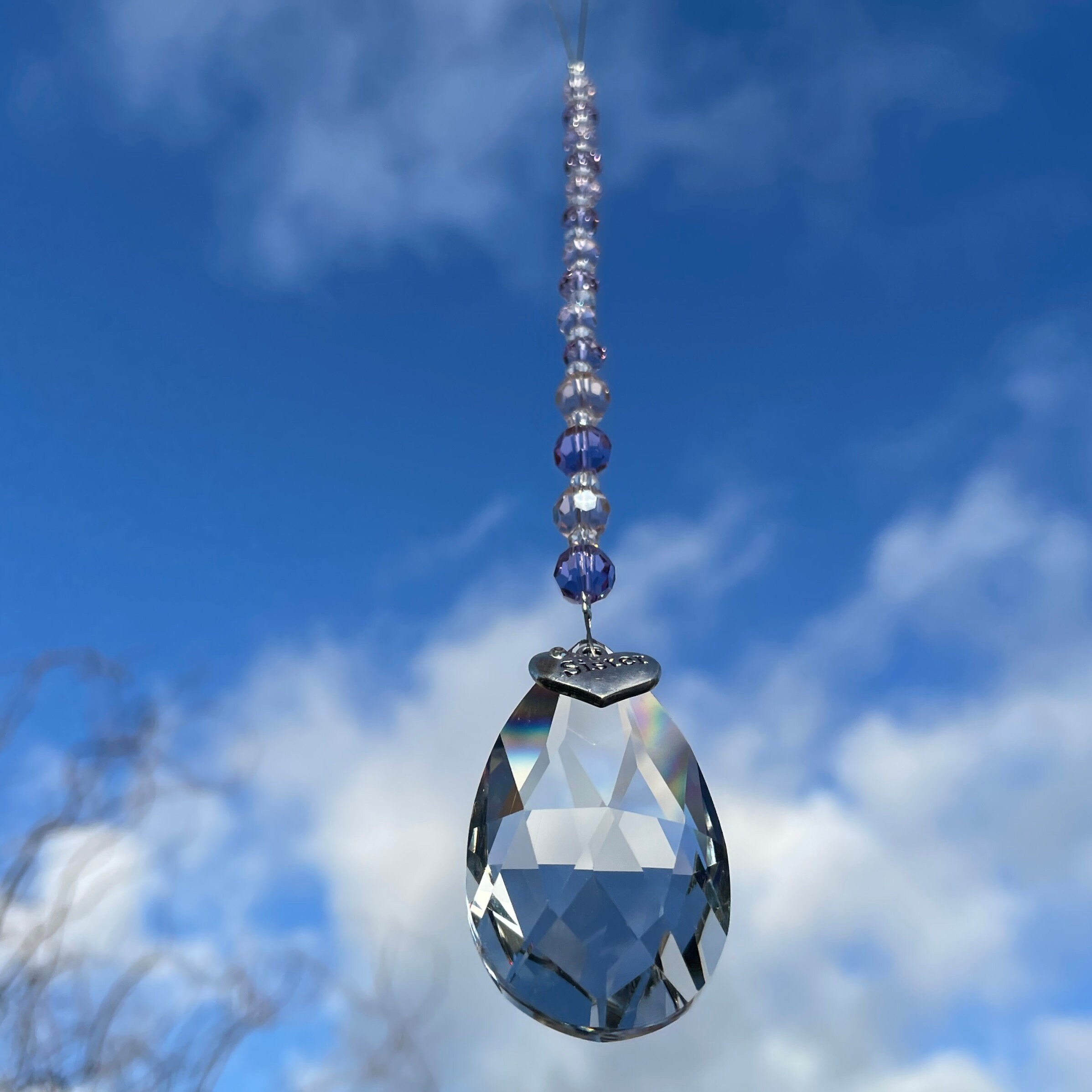 New Sister Sun Catcher Mobile ~ Pink Purple ~ Glass ~ Love / Loss ...