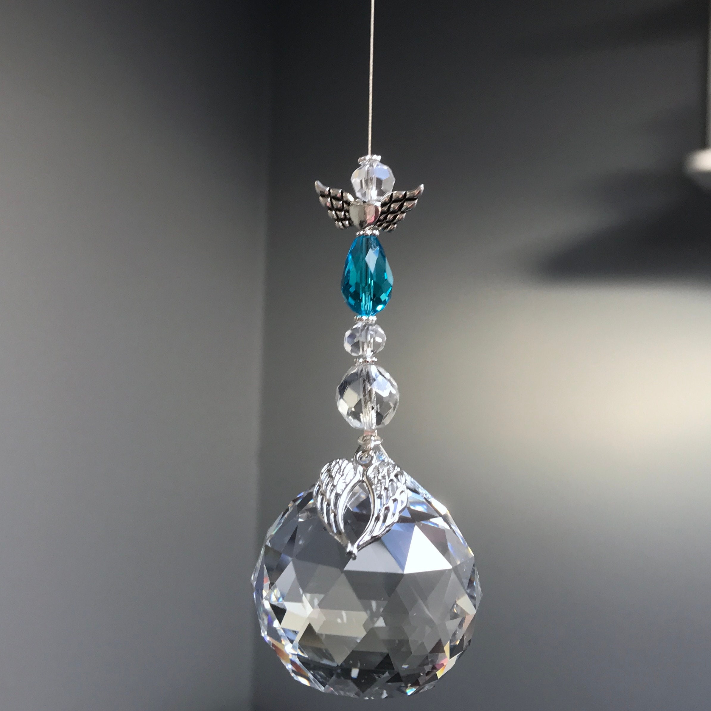 Turquoise Blue Guardian Angel Glass Sphere Sun Catcher Angel | Etsy
