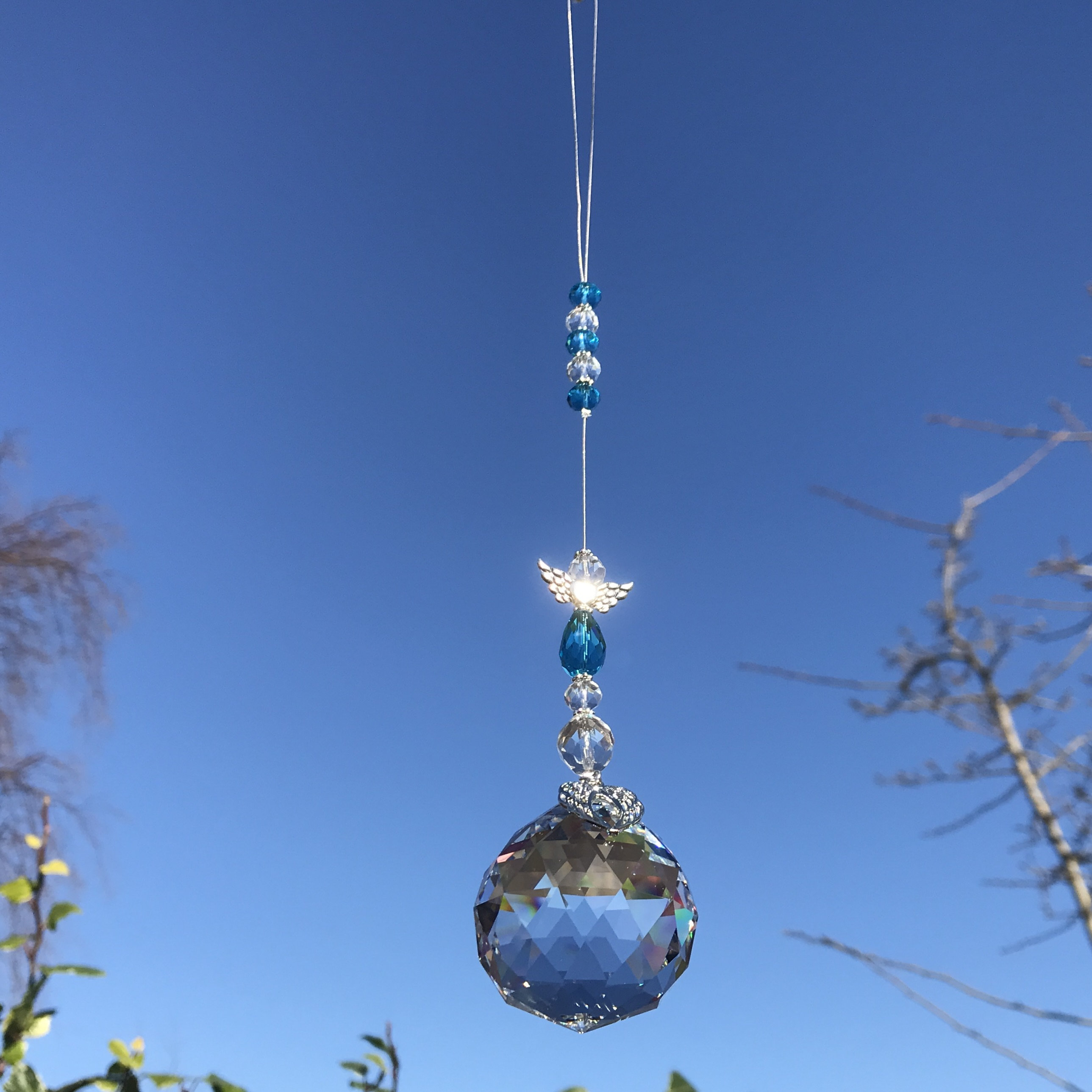 Turquoise Blue Guardian Angel Glass Sphere Sun Catcher Angel | Etsy