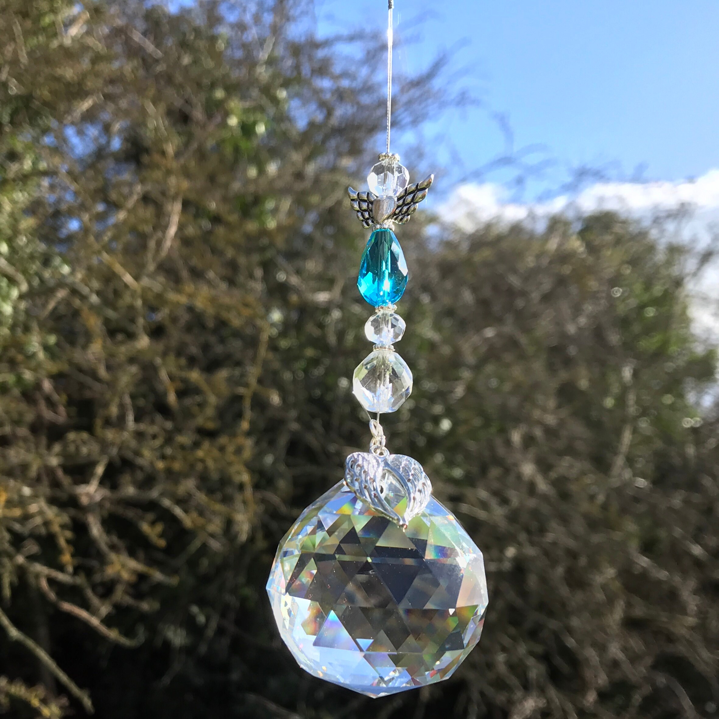 Turquoise Blue Guardian Angel Glass Sphere Sun Catcher Angel | Etsy