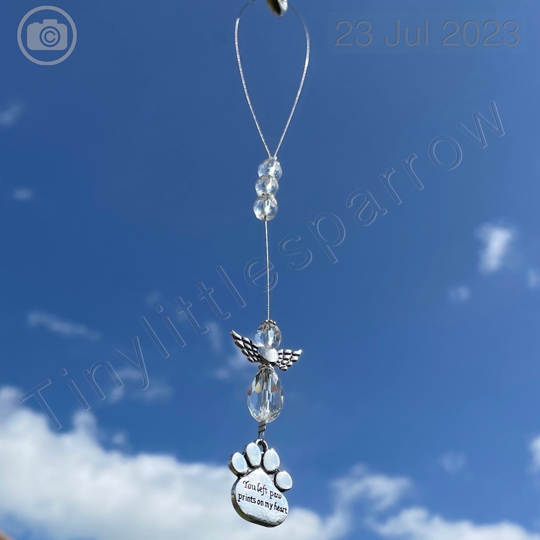 New Pet Loss Guardian Angel and Paw Sun Catcher ~ You Left Paw Prints ...