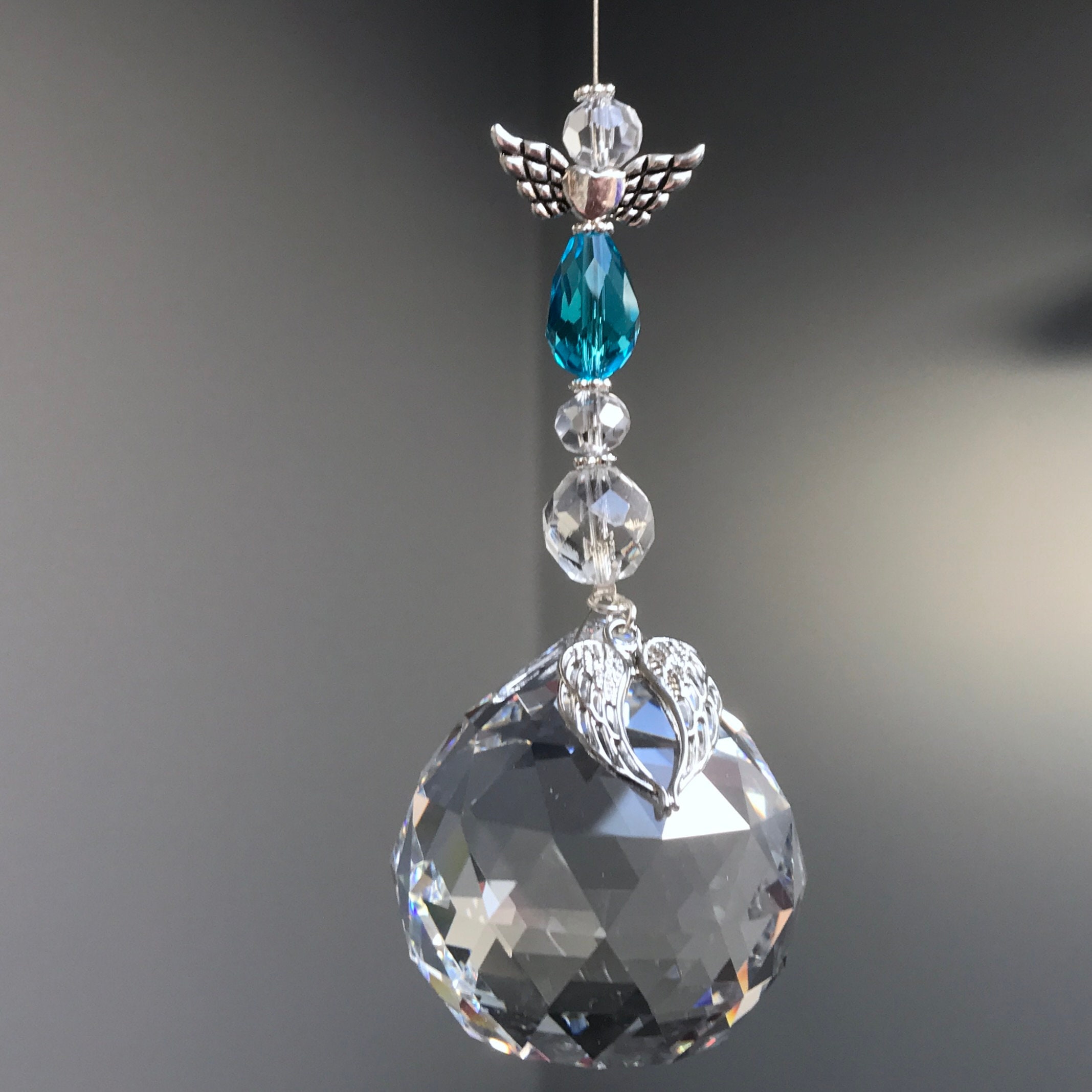 Turquoise Blue Guardian Angel Glass Sphere Sun Catcher Angel | Etsy