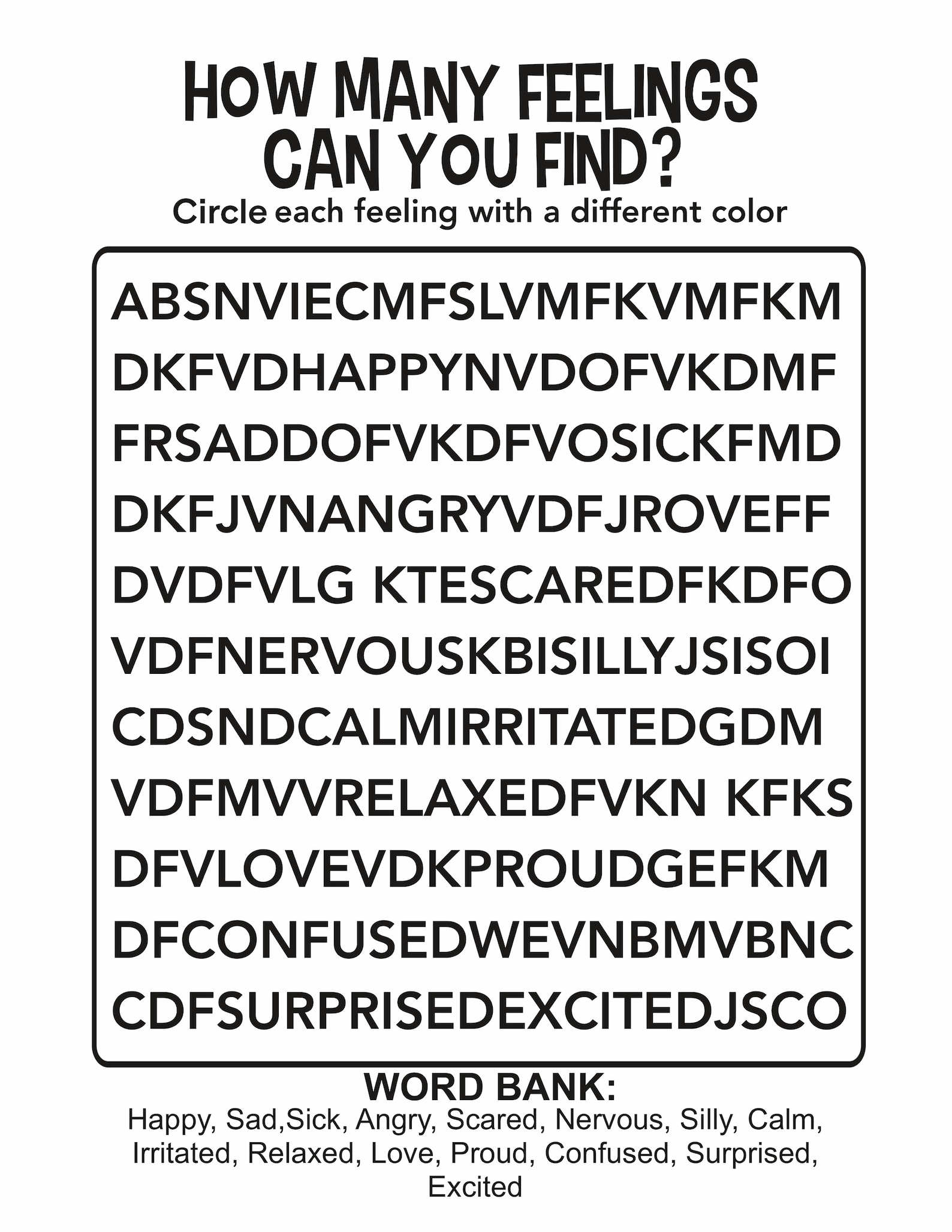 Feelings Chart/children's Mental Health/printable Counseling Activities ...