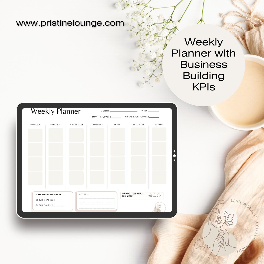 Weekly Planner Printable With Kpi's for Beauty Professionals & Service ...