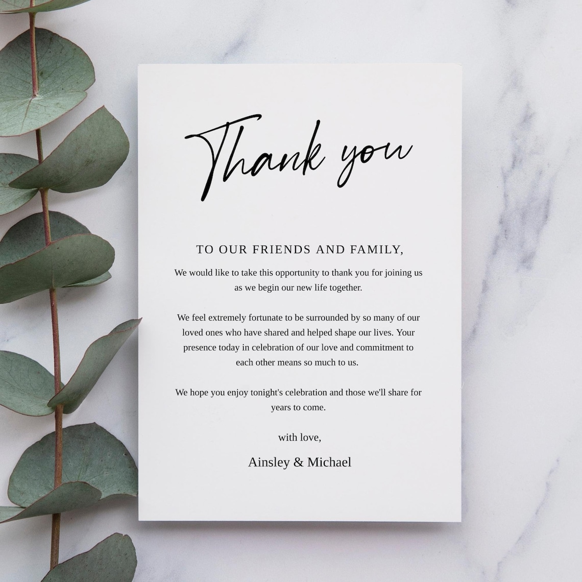Thank You Letter Template, Templett Instant Download, Wedding Guest ...