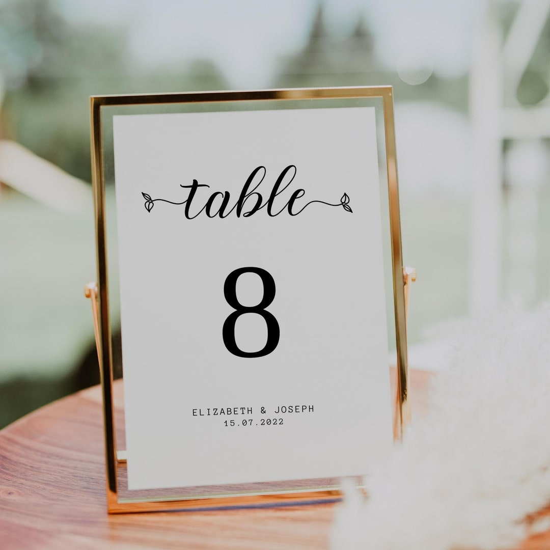 Classic Table Number Template, Elegant Table Number Card, Templett ...
