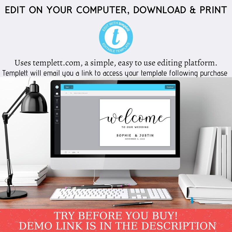 Editable Welcome Sign, Welcome Sign Template, Eucalyptus Greenery ...