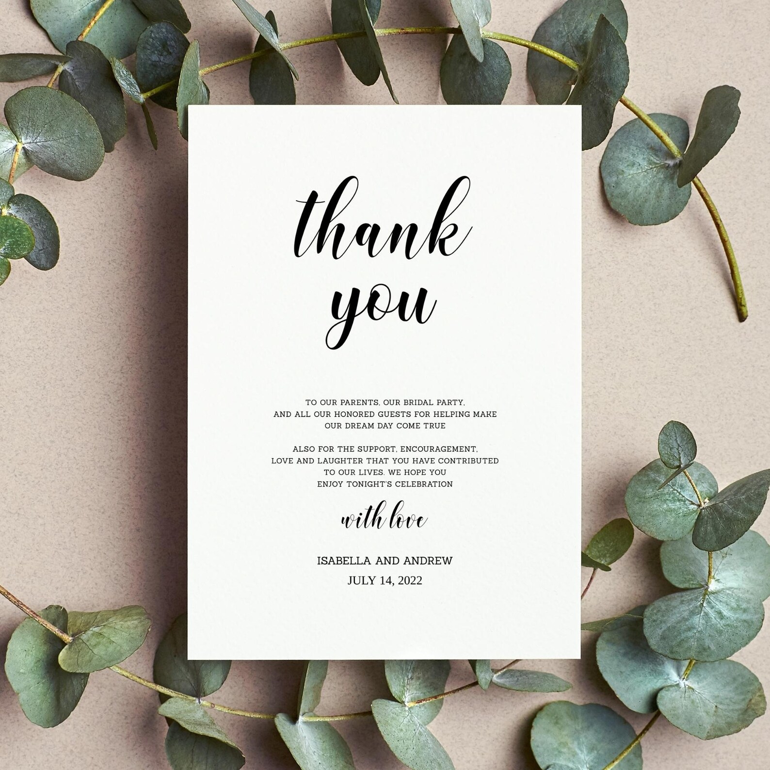 Thank You Letter Template, Wedding Guest Thank You Note, Printable ...