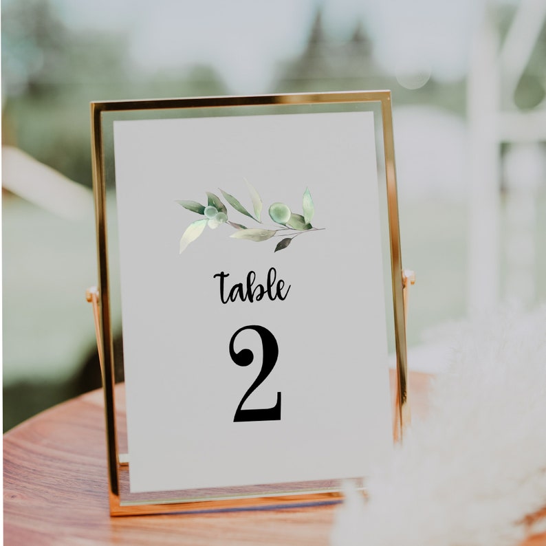 Printable Table Numbers, Greenery Table Numbers, 5x7, 4x6, Table ...