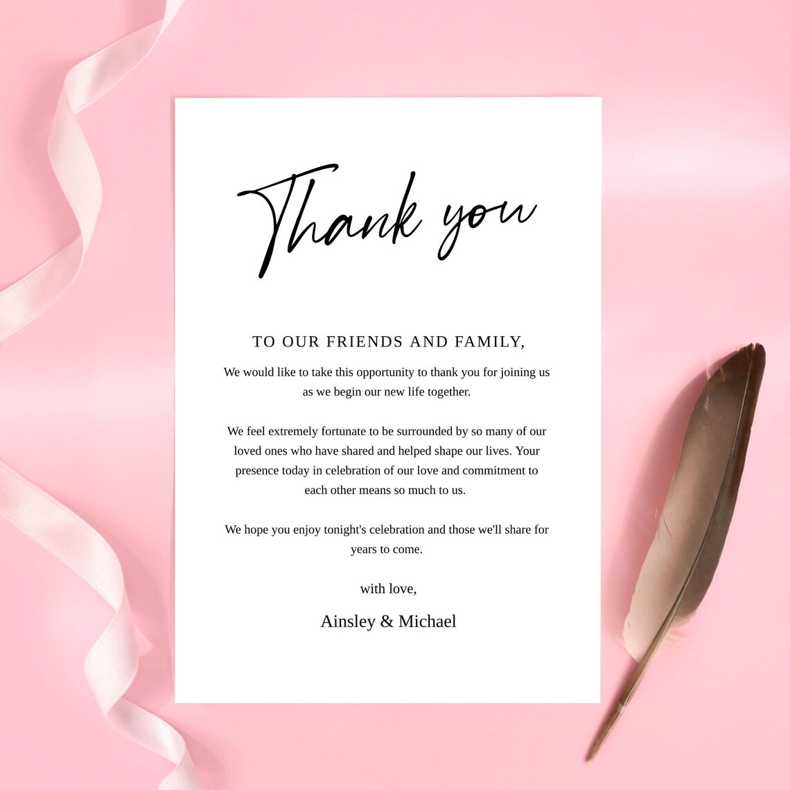 Thank You Letter Template, Templett Instant Download, Wedding Guest ...