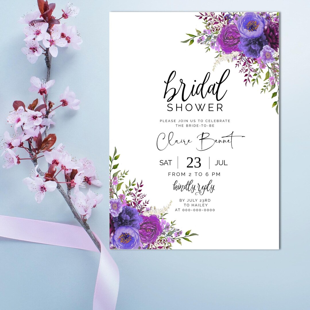 Bridal Shower Invitation Template, Templett Printable, Editable Instant ...